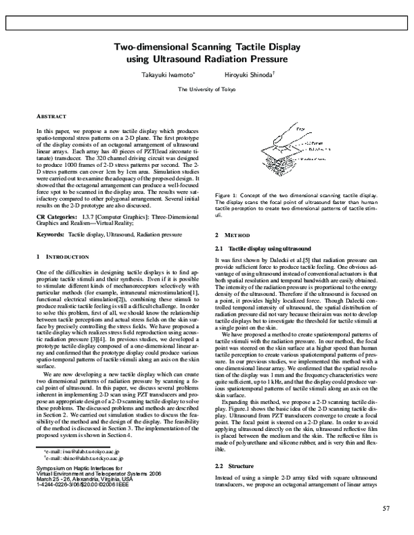 (PDF) Two-dimensional Scanning Tactile Display using Ultrasound ...