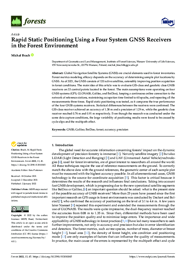 (PDF) Rapid Static Positioning Using a Four System GNSS Receivers in ...