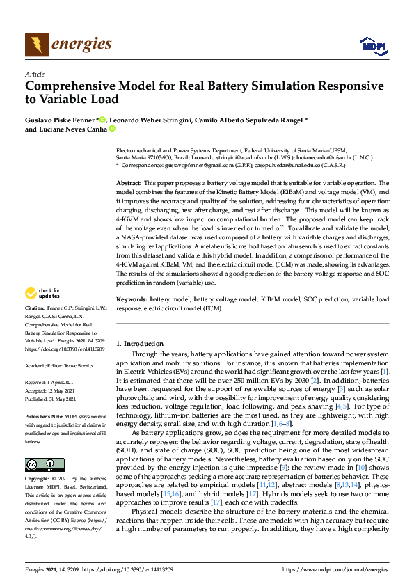 (PDF) Comprehensive Model for Real Battery Simulation Responsive to ...