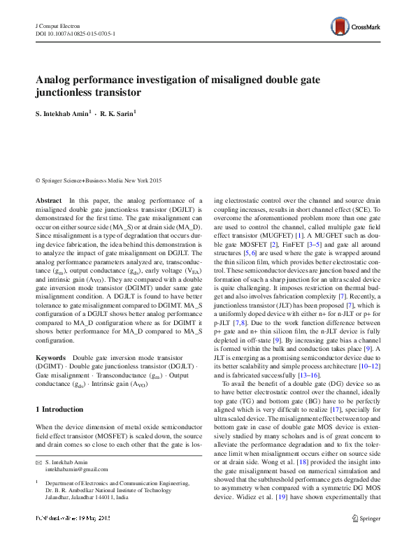 (PDF) Analog performance investigation of misaligned double gate ...