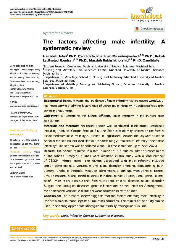 (PDF) The factors affecting male infertility: A systematic review