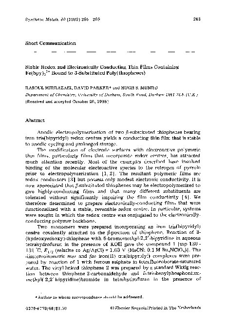 (PDF) Stable redox and electronically conducting thin films containing ...