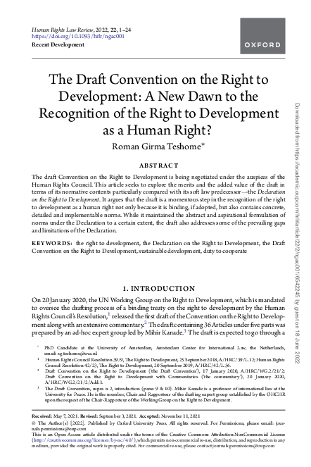 (PDF) The Draft Convention on the Right to Development: A New Dawn to ...