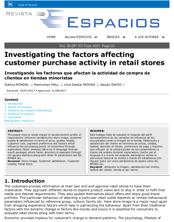 (PDF) Investigating the factors affecting customer purchase activity in ...