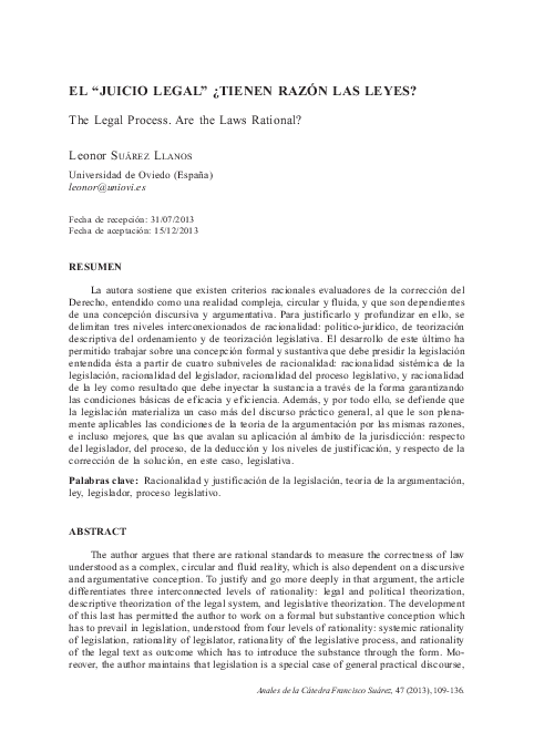 (PDF) El "juicio lEgal" ¿TiEnEn razón las lEyEs? The Legal Process. Are ...