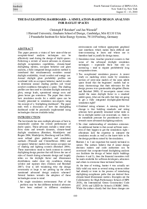 (PDF) The daylighting dashboard – A simulation-based design analysis for daylit spaces
