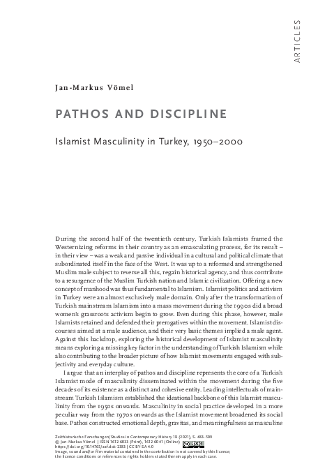(PDF) PATHOS AND DISCIPLINE. Islamist Masculinity in Turkey, 1950–2000 ...