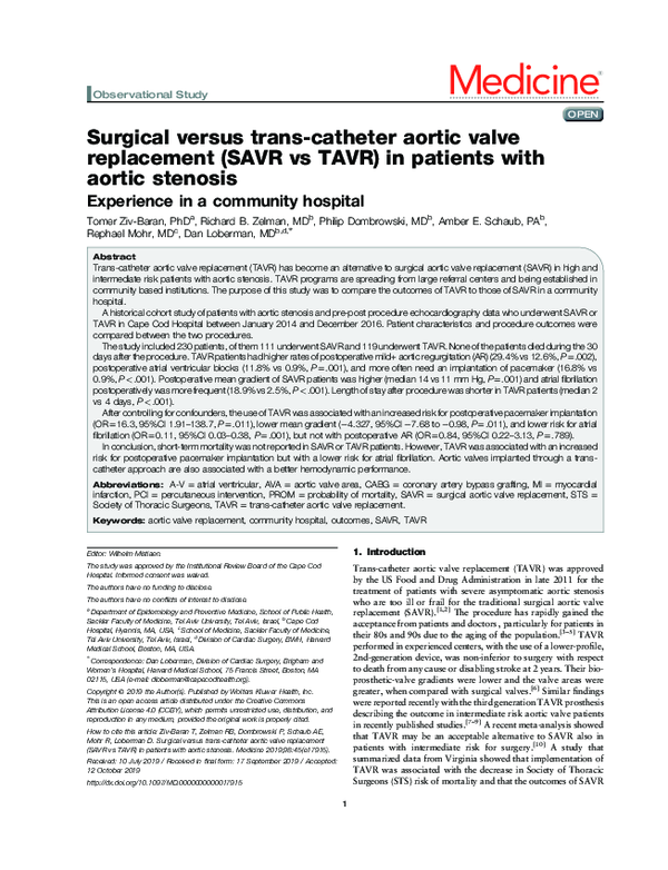 (PDF) Surgical versus trans-catheter aortic valve replacement (SAVR vs TAVR) in patients with ...