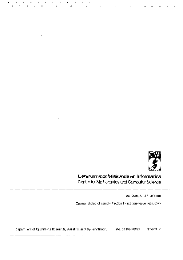 (PDF) Optimal Choice of Sample Fraction in Extreme-Value Estimation
