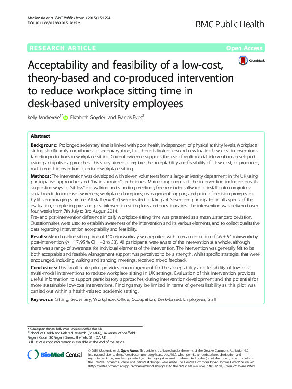 (PDF) Acceptability and feasibility of a low-cost, theory-based and co ...