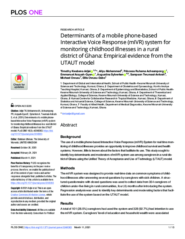 (PDF) Determinants of a mobile phone-based Interactive Voice Response ...