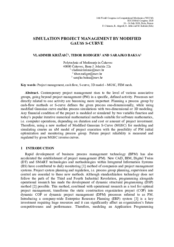 Pdf Simulation Project Management By Modified Gaussian S Curve Tibor Rodiger