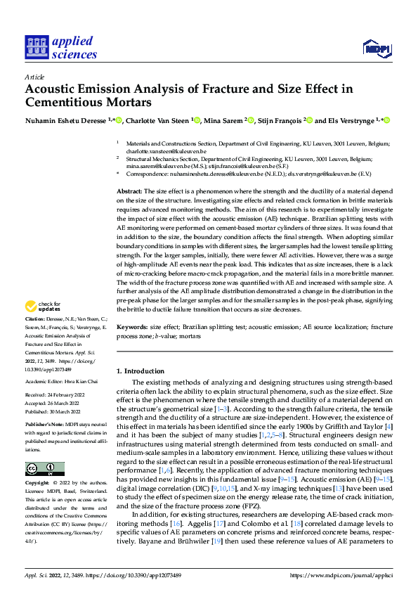 (PDF) Acoustic Emission Analysis of Fracture and Size Effect in ...