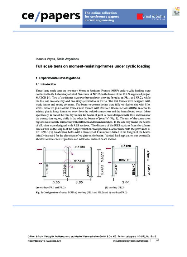 (PDF) Full scale tests on moment-resisting-frames under cyclic loading ... (PDF) Full scale tests on moment-resisting-frames under cyclic loading ...
