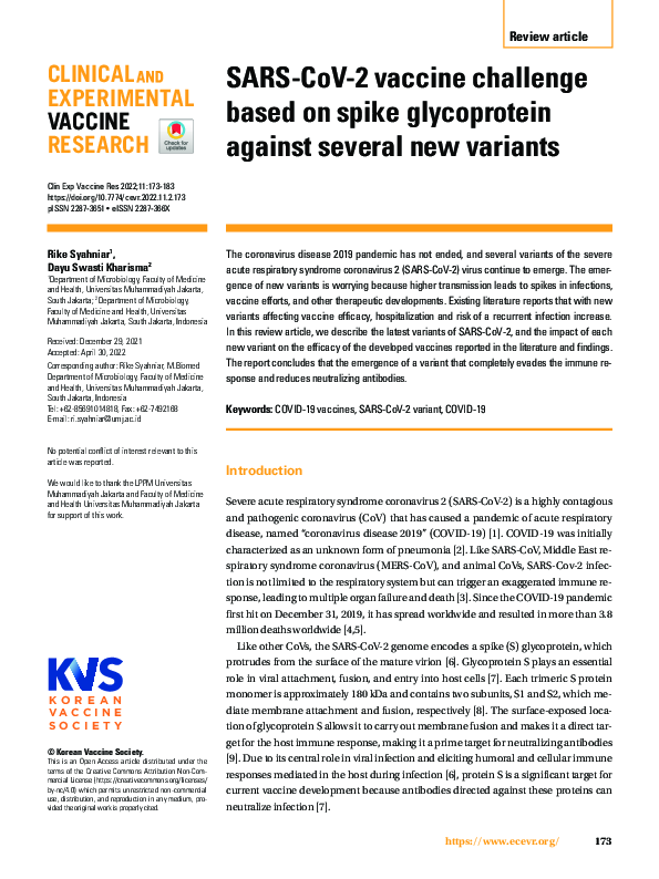 (PDF) SARS-CoV-2 vaccine challenge based on spike glycoprotein against ...