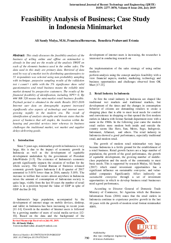 (PDF) Feasibility Analysis of Business; Case Study in Indonesia Minimarket