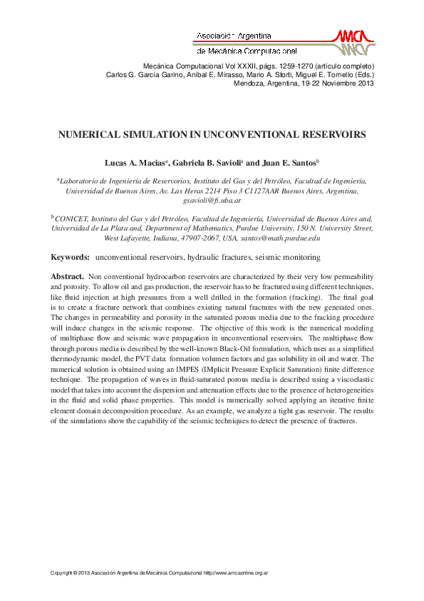 Pdf Numerical Simulation In Unconventional Reservoirs