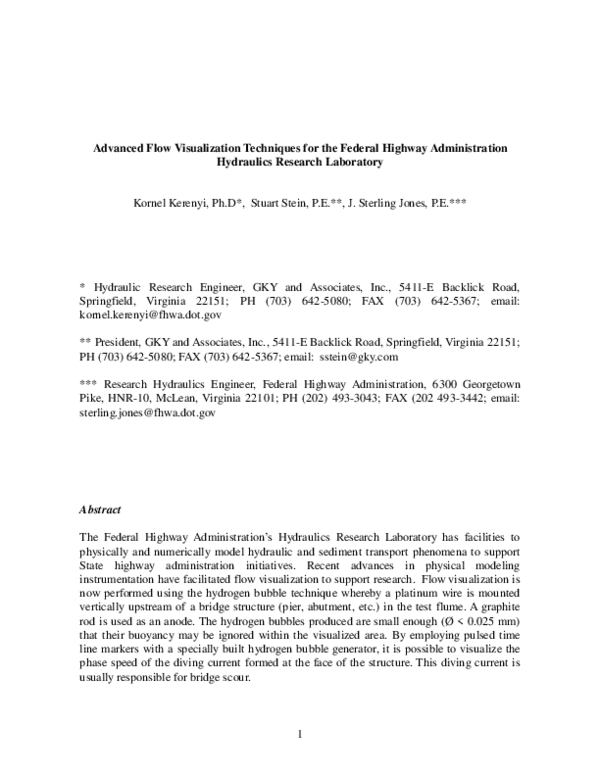 (PDF) Advanced Flow Visualization Techniques for the Federal Highway ...