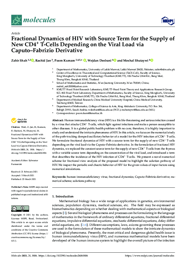 (PDF) Fractional Dynamics of HIV with Source Term for the Supply of New ...