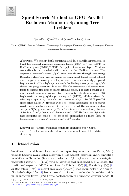 Pdf Spiral Search Method To Gpu Parallel Euclidean Minimum Spanning Tree Problem