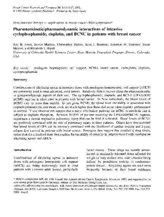 (PDF) Pharmacokinetic/pharmacodynamic interactions of intensive cyclophosphamide, cisplatin, and ...