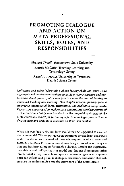 (PDF) 7: Promoting Dialogue and Action on Meta-Professional Skills ...