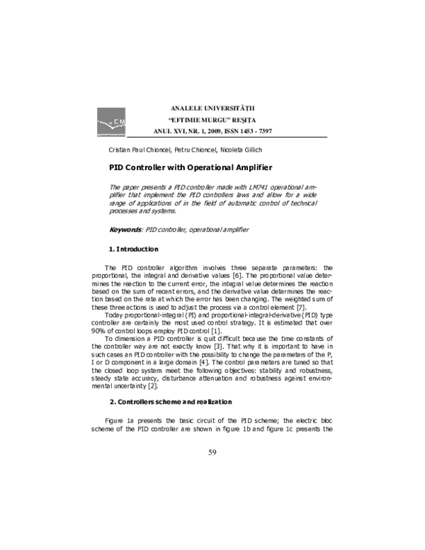 (PDF) PID Controller with Operational Amplifier