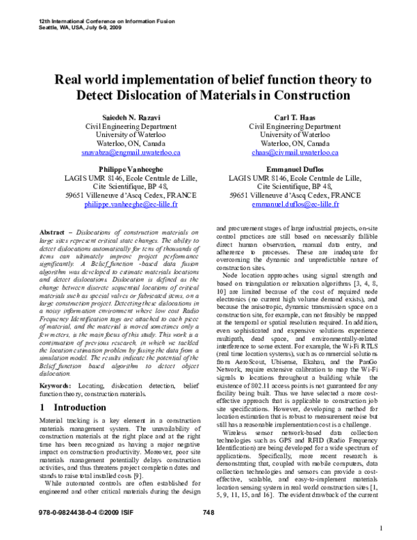 Pdf Real World Implementation Of Belief Function Theory To Detect