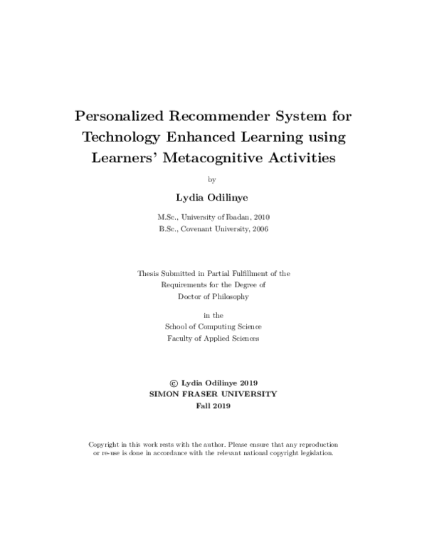 (PDF) Personalized recommender system for technology enhanced learning ...