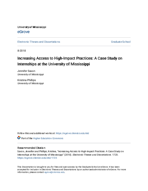 (PDF) Increasing Access to High-Impact Practices: A Case Study on ...