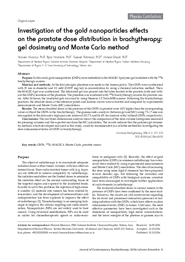 (PDF) Investigation of the gold nanoparticles effects on the prostate ...
