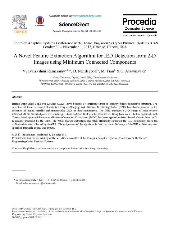 Pdf A Novel Feature Extraction Algorithm For Ied Detection From 2 D Images Using Minimum
