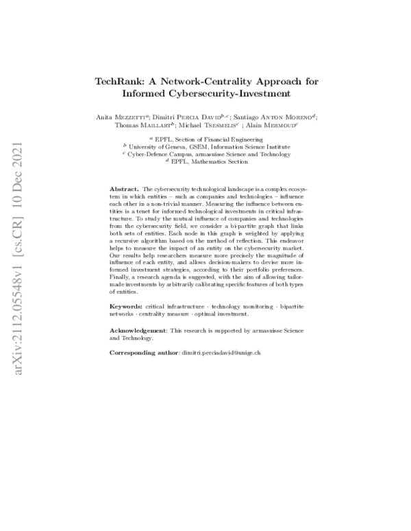 (PDF) TechRank: A Network-Centrality Approach for Informed ...