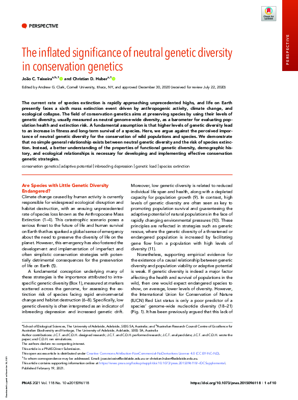 (PDF) The inflated significance of neutral genetic diversity in ...