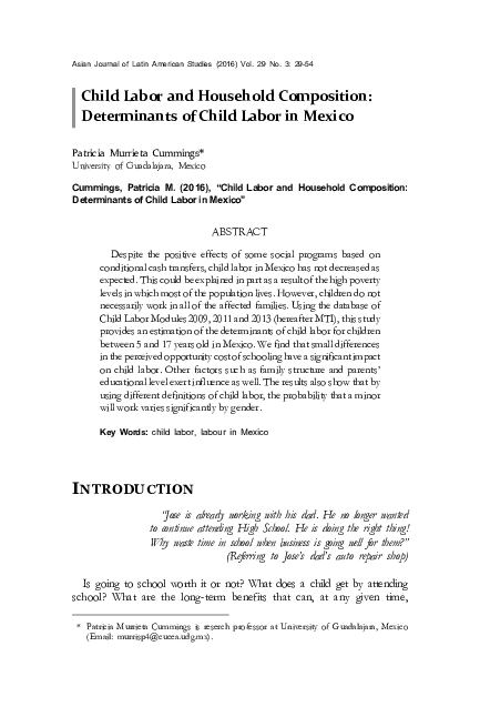 (PDF) Child Labor and Household Composition : Determinants of Child ...