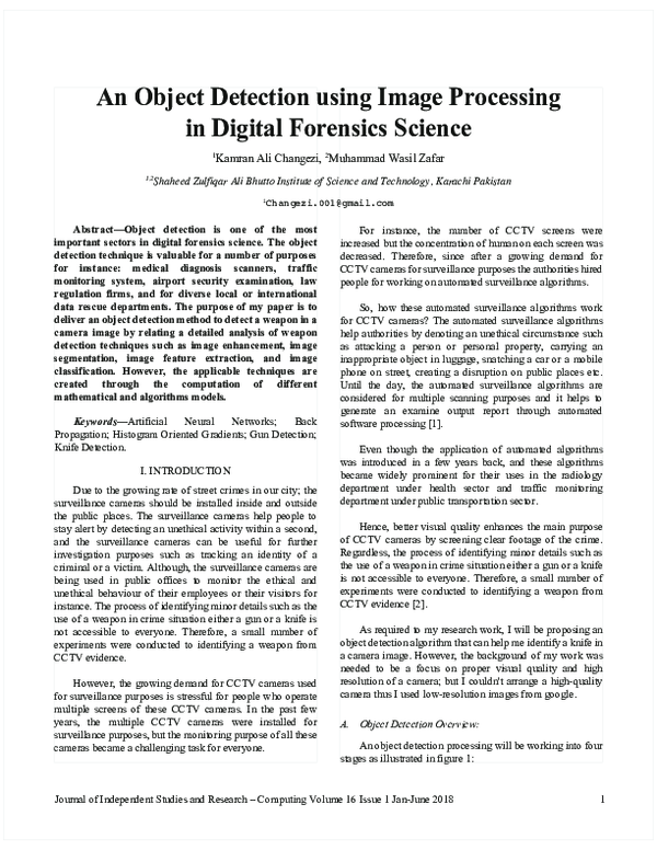 (PDF) An Object Detection using Image Processing in Digital Forensics ...
