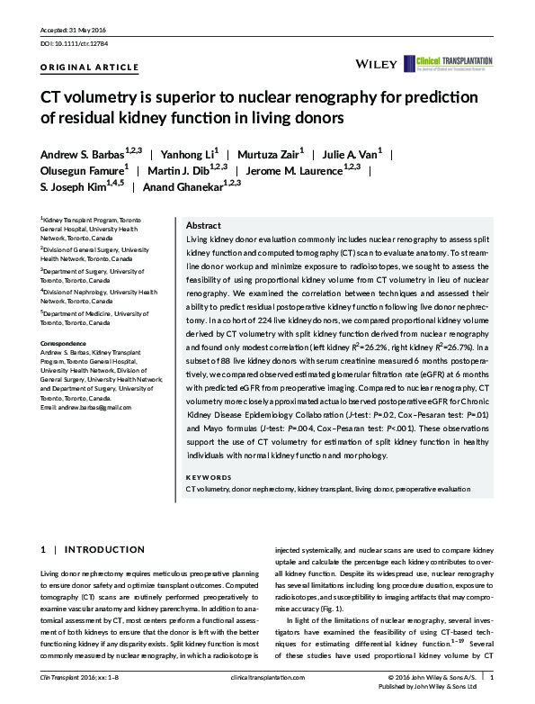 (PDF) CT volumetry is superior to nuclear renography for prediction of ...