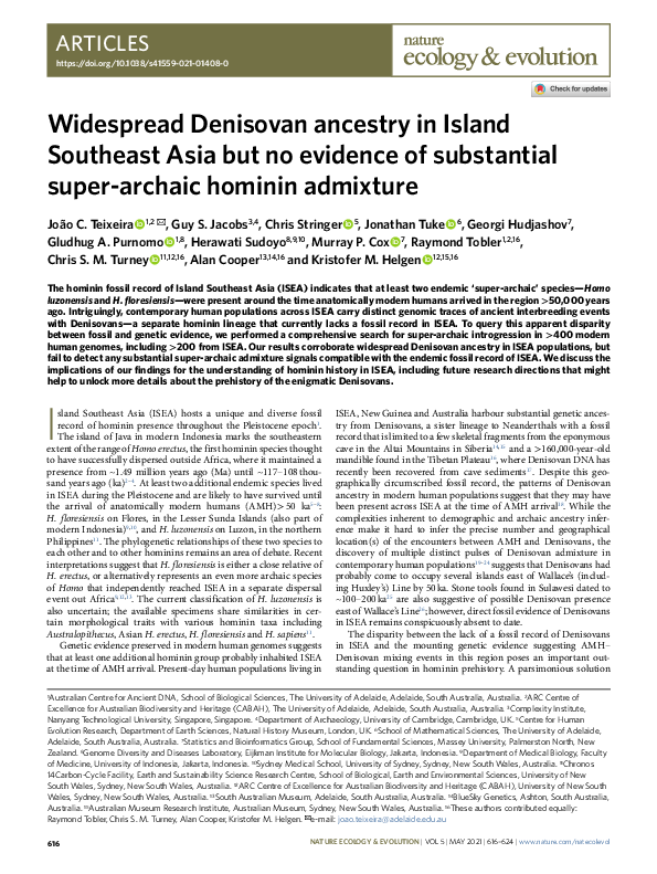 (PDF) Widespread Denisovan ancestry in Island Southeast Asia but no ...