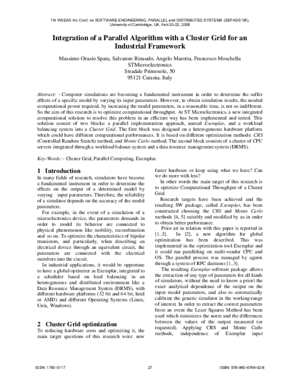 Pdf Integration Of A Parallel Algorithm With A Cluster Grid For An