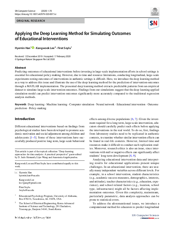 (PDF) Applying the Deep Learning Method for Simulating Outcomes of ...