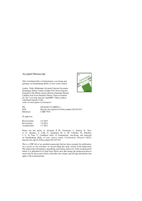 (PDF) Combined effect of fermentation, sun-drying and genotype on ...
