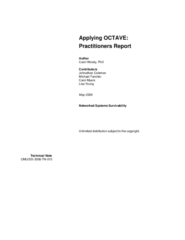 (PDF) Applying OCTAVE: Practitioners Report