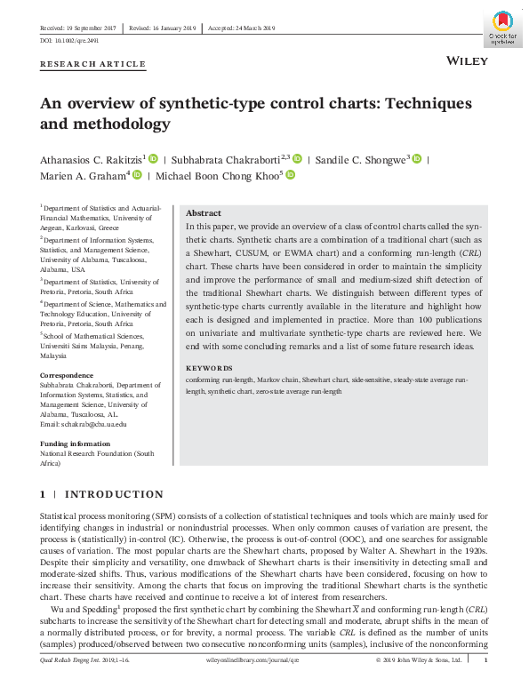 (PDF) An overview of synthetic‐type control charts: Techniques and ...