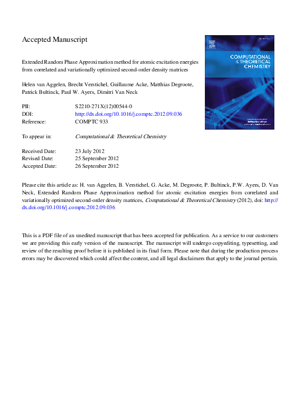 Pdf Extended Random Phase Approximation Method For Atomic Excitation
