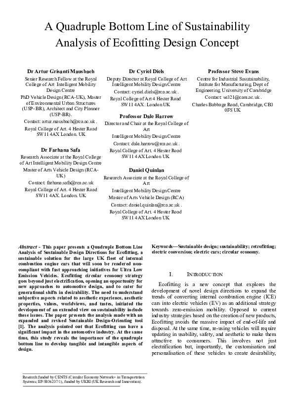 (PDF) A Quadruple Bottom Line of Sustainability Analysis of Ecofitting ...