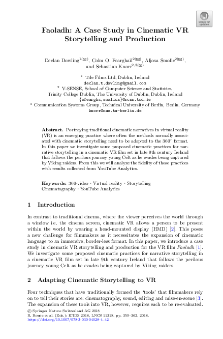 (PDF) Faoladh: A Case Study in Cinematic VR Storytelling and Production
