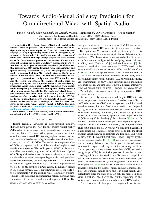 (PDF) Towards Audio-Visual Saliency Prediction for Omnidirectional Video with Spatial Audio