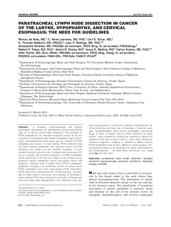 (PDF) Paratracheal lymph node dissection in cancer of the larynx ...