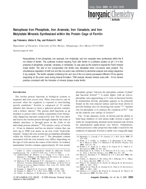 (PDF) Nanophase Iron Phosphate, Iron Arsenate, Iron Vanadate, and Iron ...