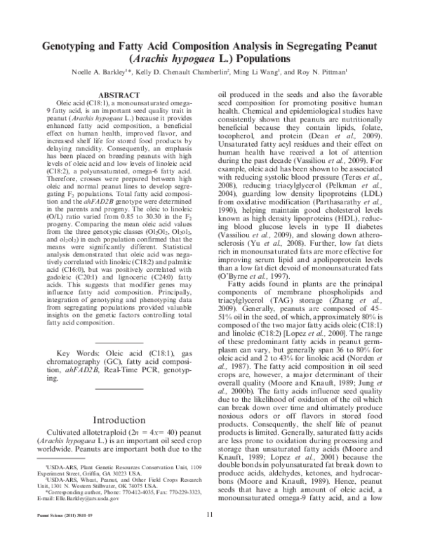 (PDF) Genotyping and Fatty Acid Composition Analysis in Segregating ...